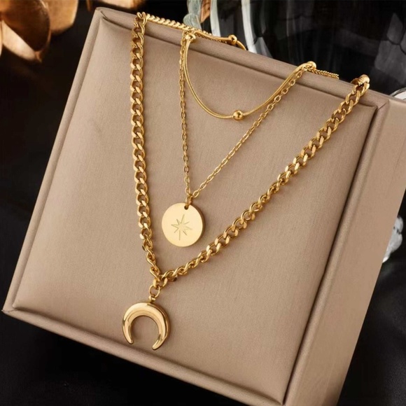 BellanBlue | Jewelry | Luxe Gold Plated Stainless Steel Moon Chain ...